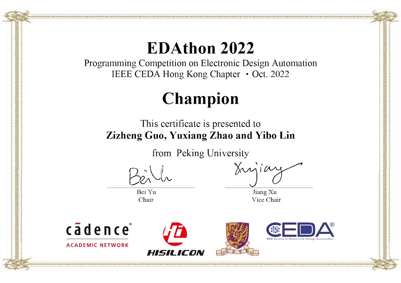 Zizheng's team won the Champion in the 2022 Edathon programming contest ...